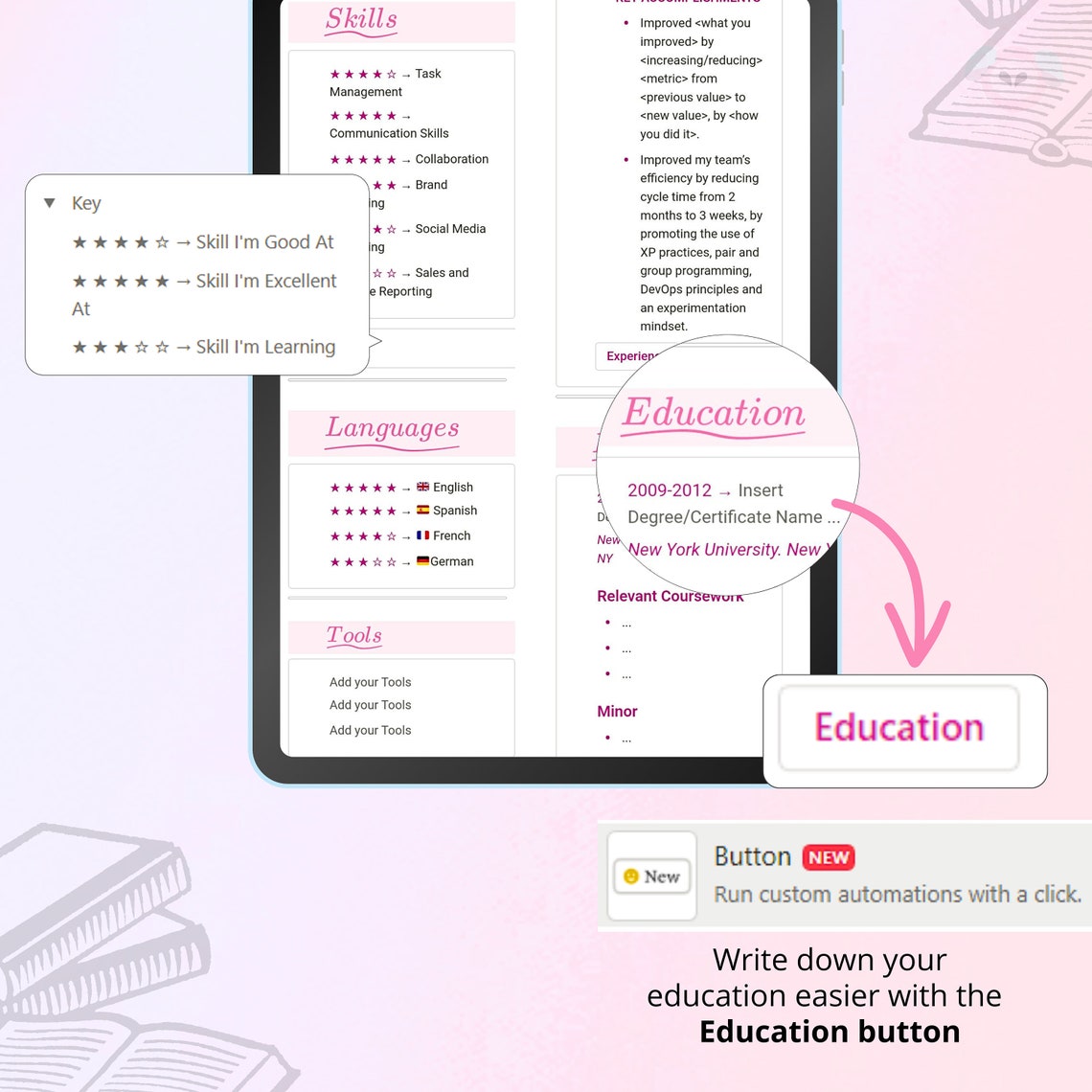 Notion Resume Template, Summary Template, Notion Template, Resume With ...