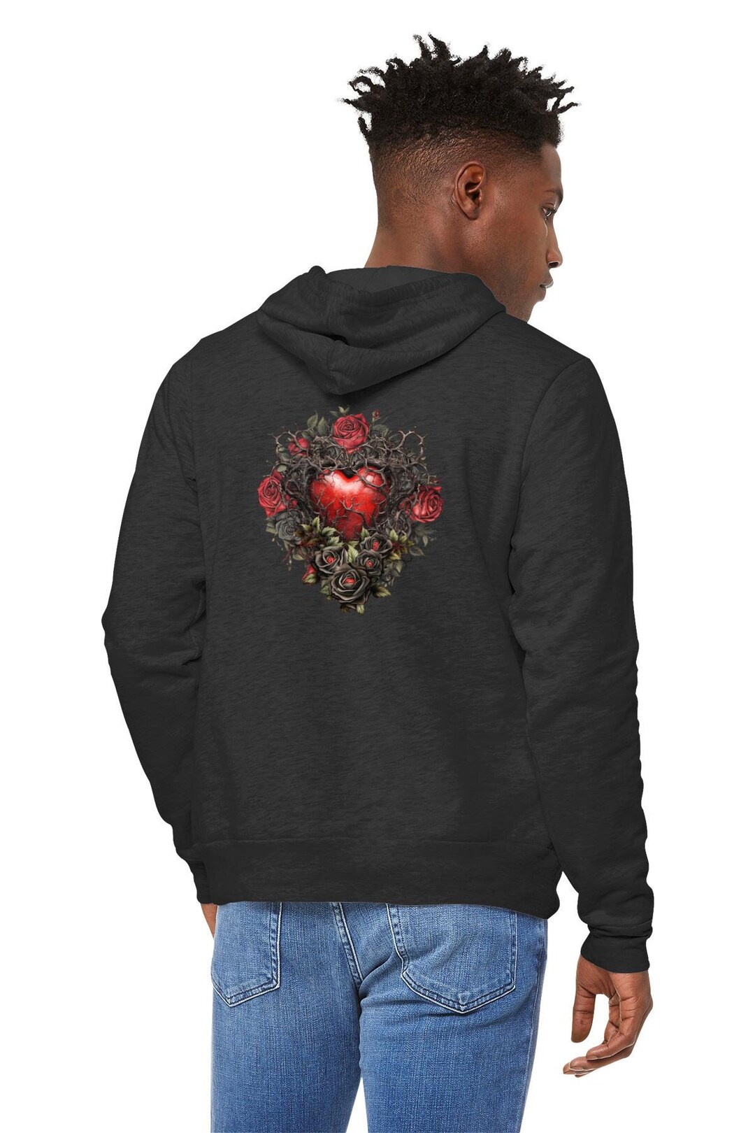 Gothic Heart and Black Rose Hoodie | Dark Romance Pullover | Unisex ...