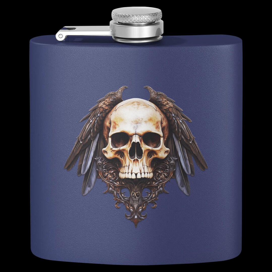 Stainless Steel Flask | 6oz Gothic Skull Flask | Gothic Gift | Biker ...