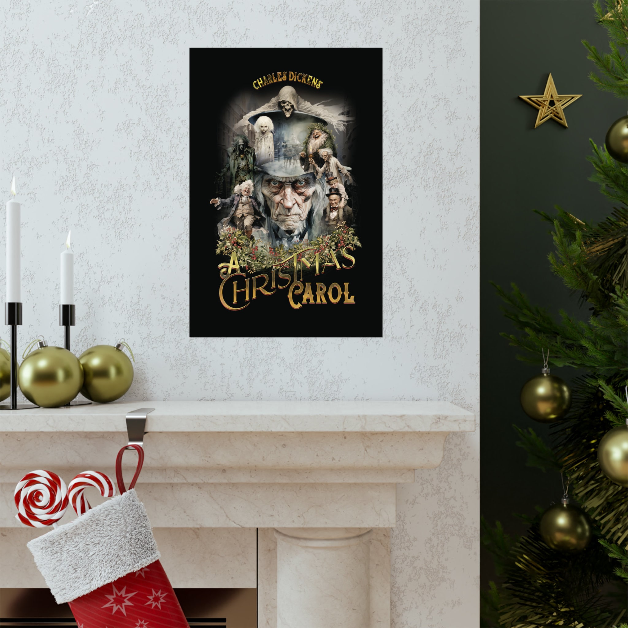 A Christmas Carol Poster | Dark Scrooge, Dickens' Christmas Wall Art - Etsy