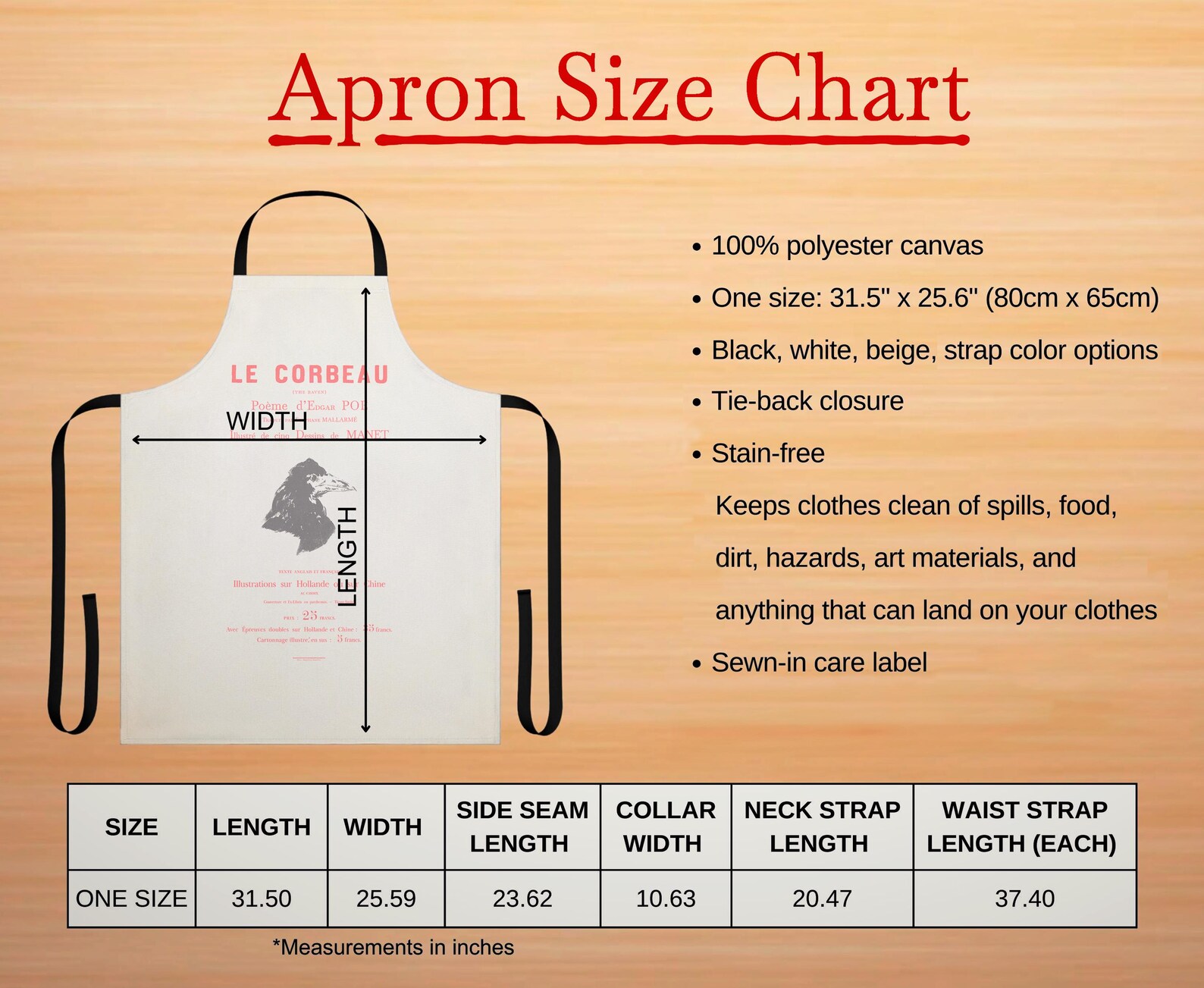 Poe X Manet Apron Edgar Allan Poe Cooking Attire French Literary Gift ...