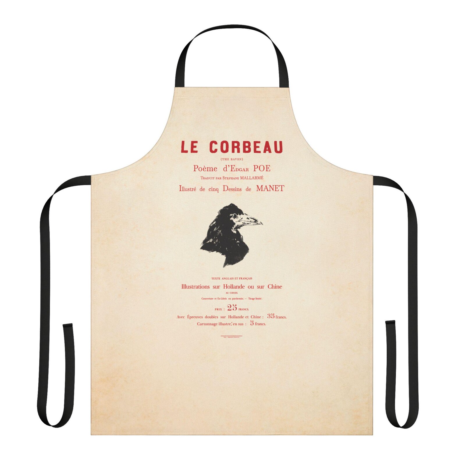 Poe X Manet Apron Edgar Allan Poe Cooking Attire French Literary Gift ...