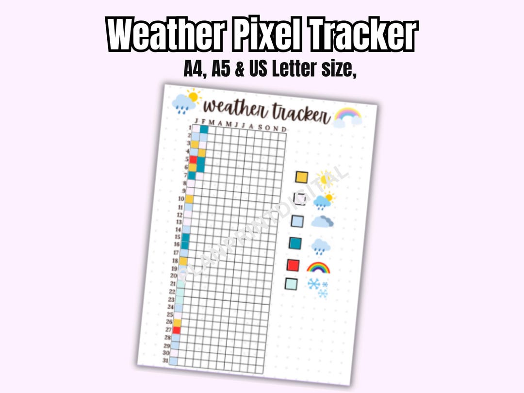 Weather Pixel Tracker | Printable Tracker Page | Yearly Pixel Tracker ...