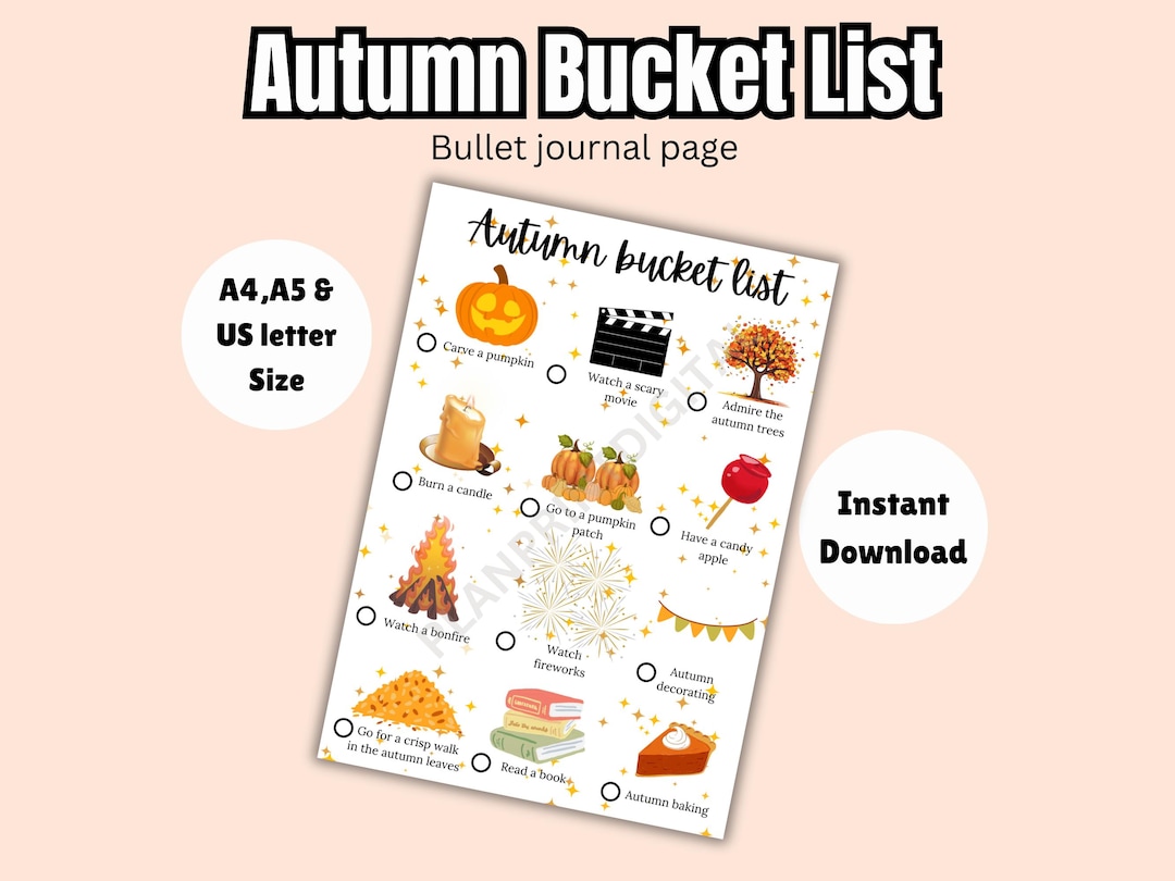 Autumn Bucket List Printable | Fall Activities Bullet Journal (PDF) - Etsy