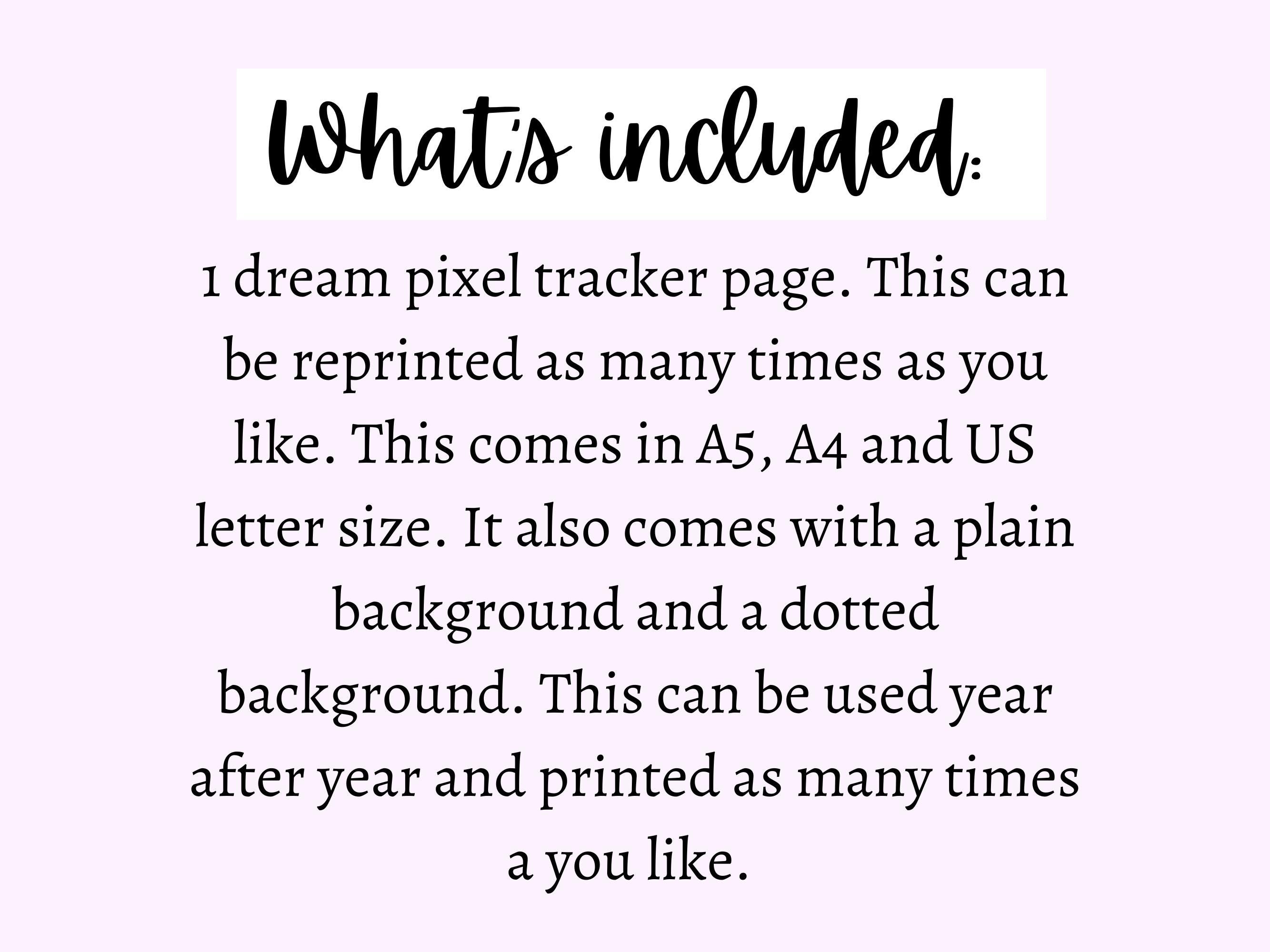 Dream Pixel Tracker | Printable Tracker Page | Yearly Pixel Tracker ...