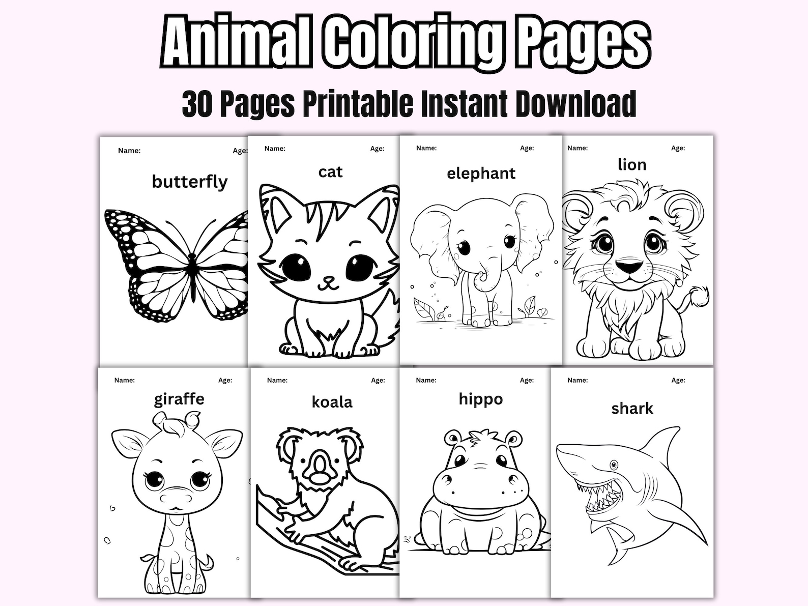 Animals Coloring in Pages for Kids | Preschool Worksheet | Printable ...