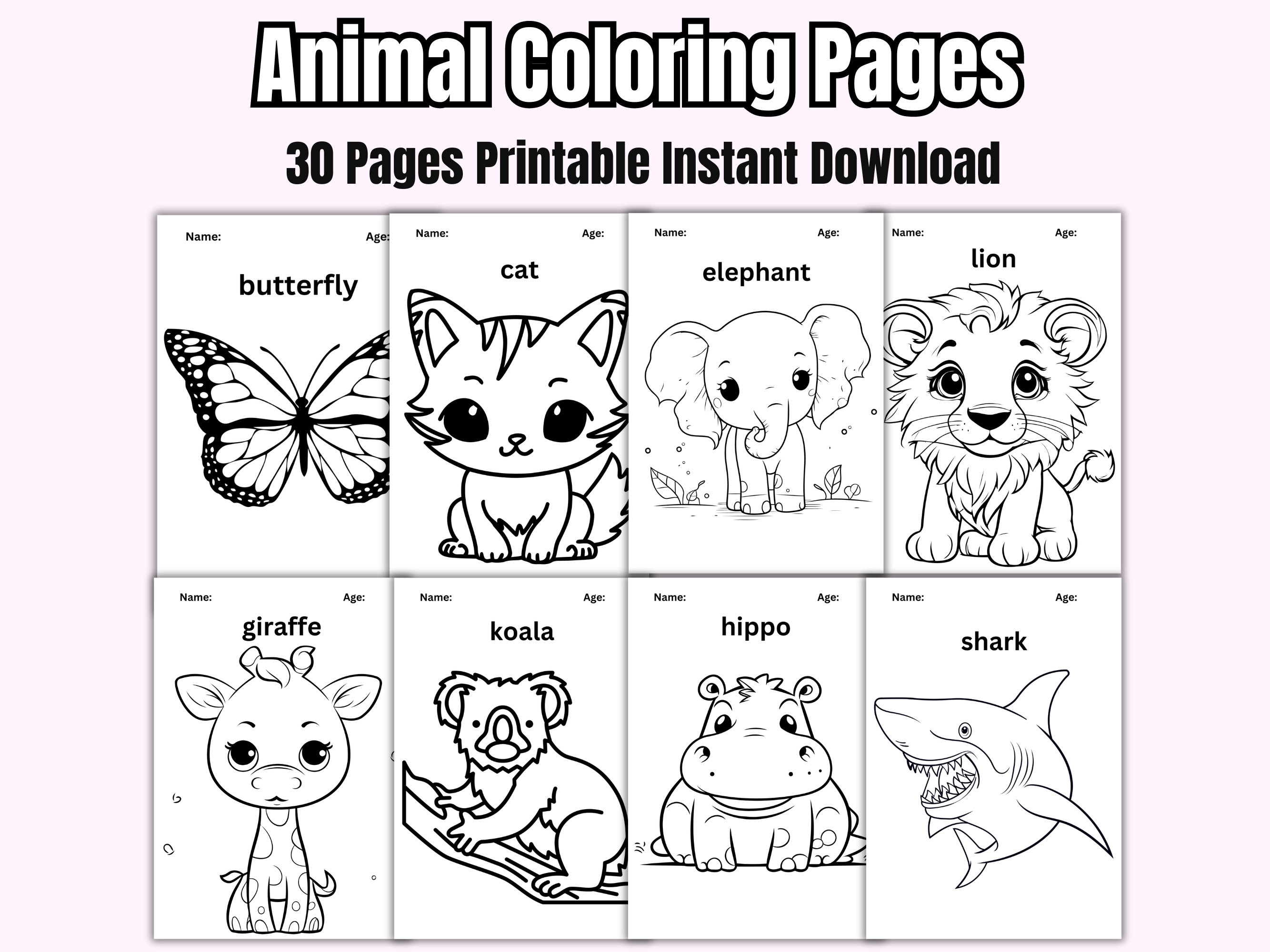 Animals Coloring in Pages for Kids | Preschool Worksheet | Printable ...