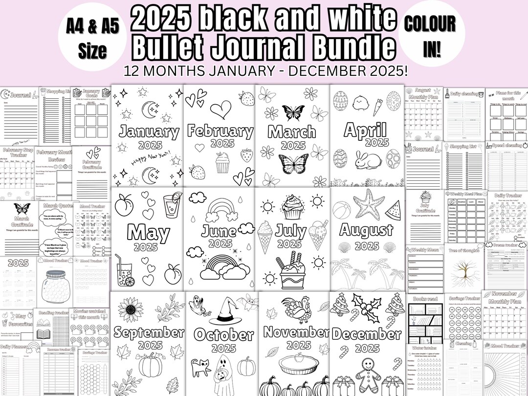 2025 Premade Bullet Journal Bundle Bullet Journal Pages Bullet Journal ...