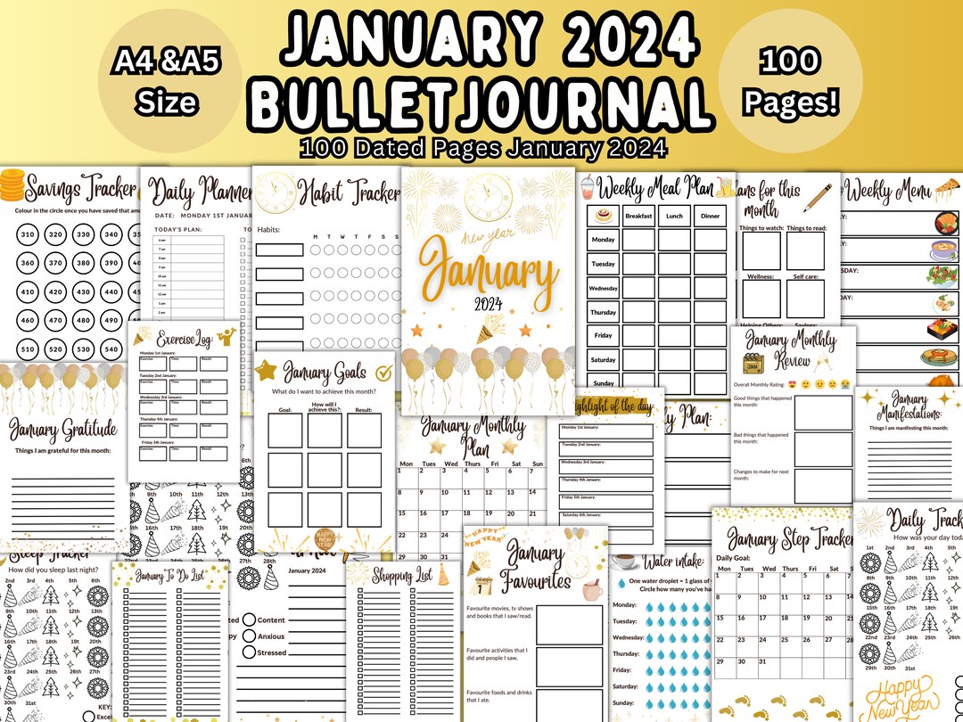 2024 Advanced January Bullet Journal Printable Digital Printable PDF ...