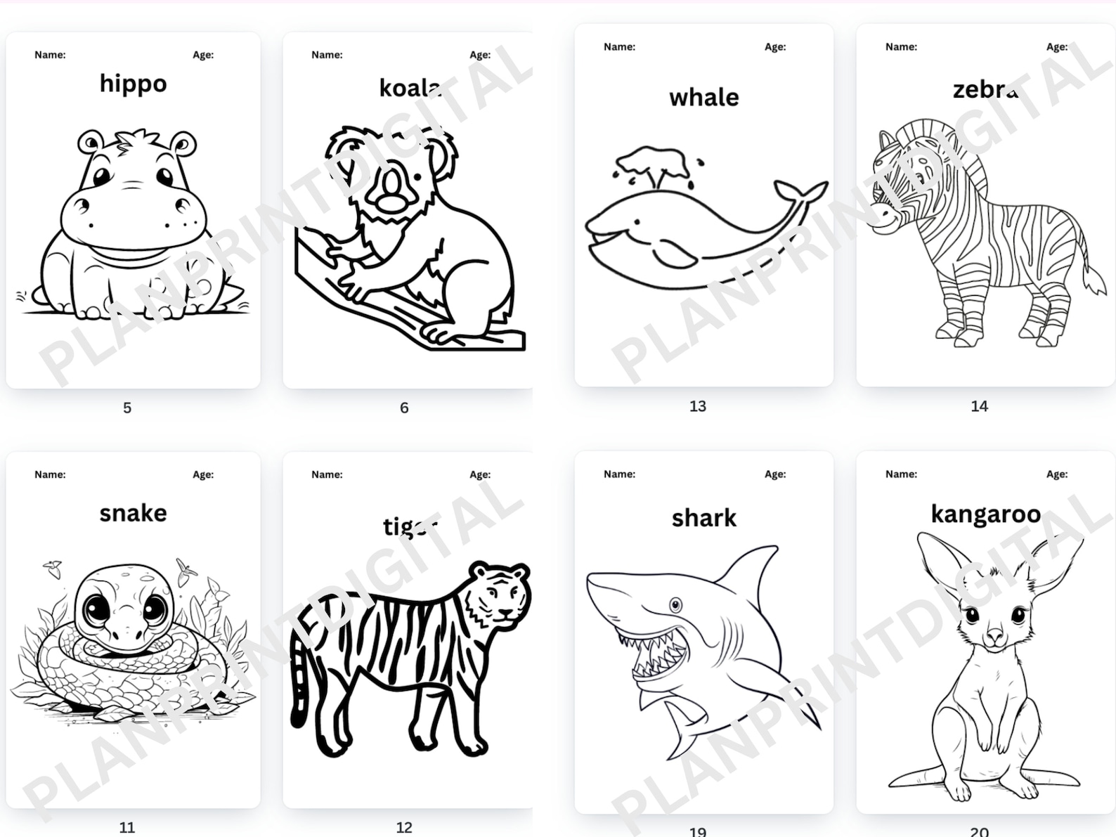 Animals Coloring in Pages for Kids | Preschool Worksheet | Printable ...