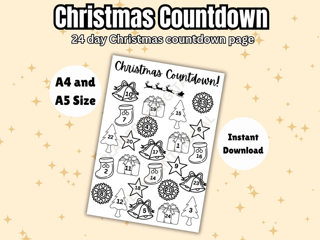 Christmas Countdown Bullet Journal Page | Christmas Countdown Colouring ...