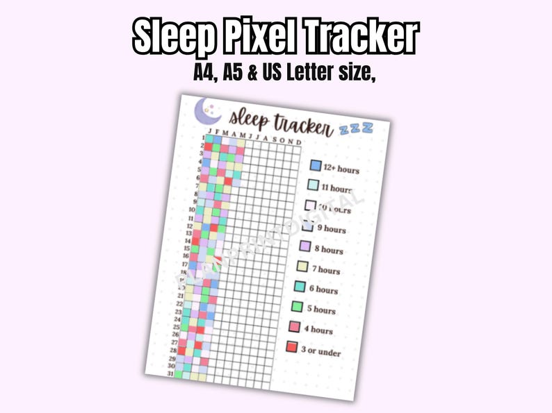 Sleep Pixel Tracker | Printable Tracker Page | Yearly Pixel Tracker ...