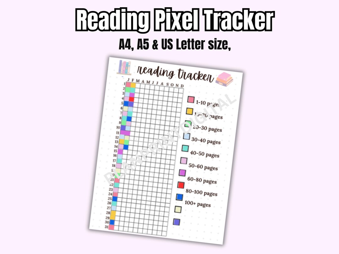 Reading Pixel Tracker | Printable Tracker Page | Yearly Pixel Tracker ...