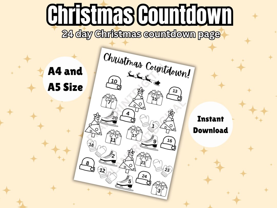 Christmas Countdown Coloring Page | Bullet Journal Printable (PDF) - Etsy