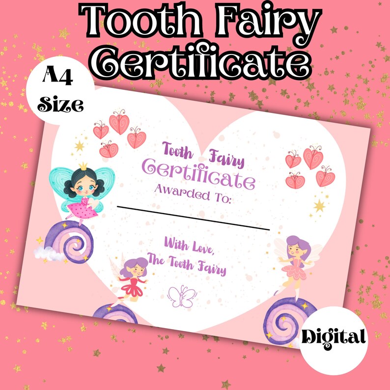 Printable Tooth Fairy Certificate for Kids (PDF Download) - Etsy