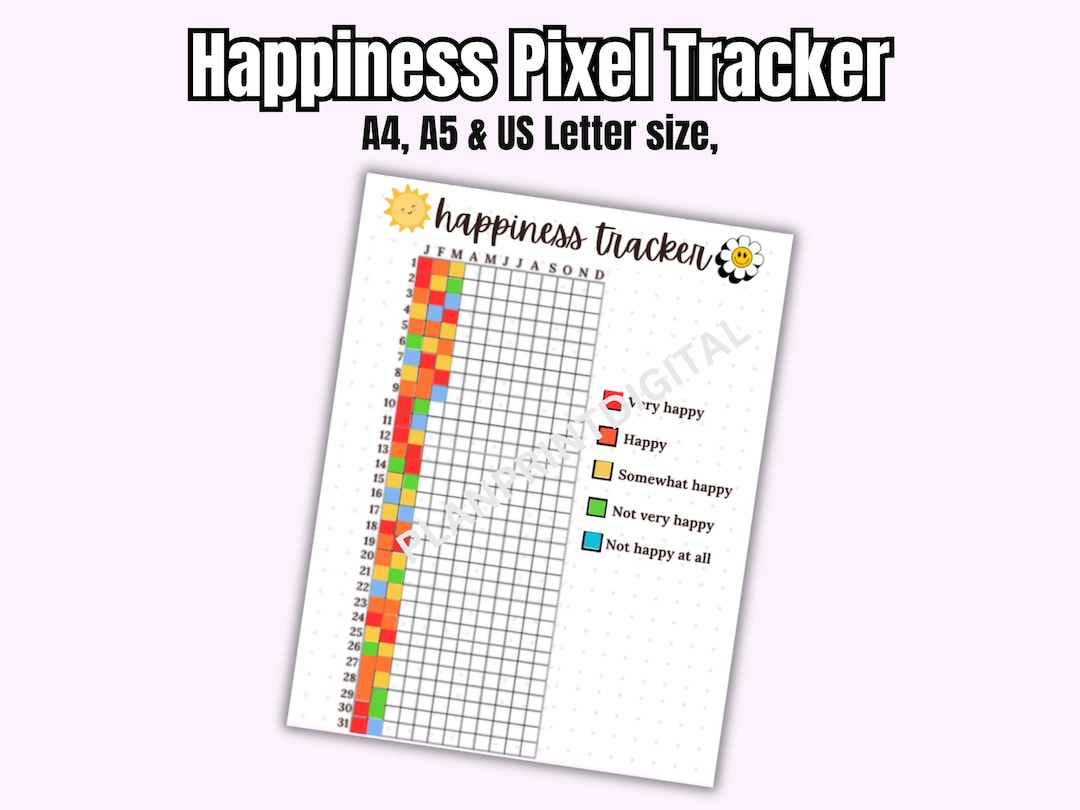 Happiness Pixel Tracker | Printable Tracker Page | Yearly Pixel Tracker ...
