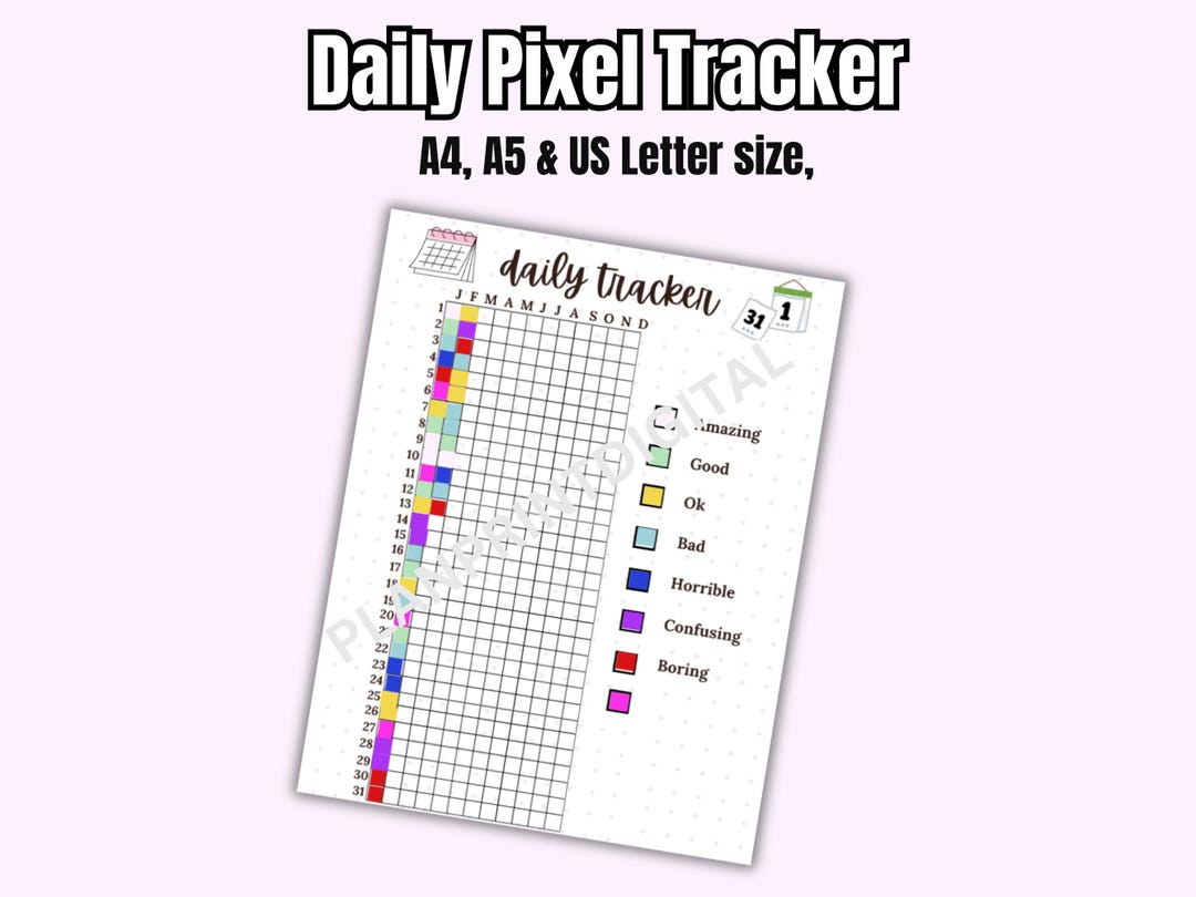 Daily Pixel Tracker | Printable Tracker Page | Yearly Pixel Tracker ...