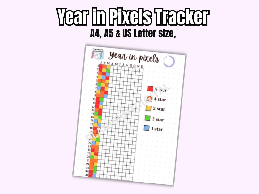 Year in Pixels Tracker: Printable Monthly Habit Tracker (PDF) - Etsy