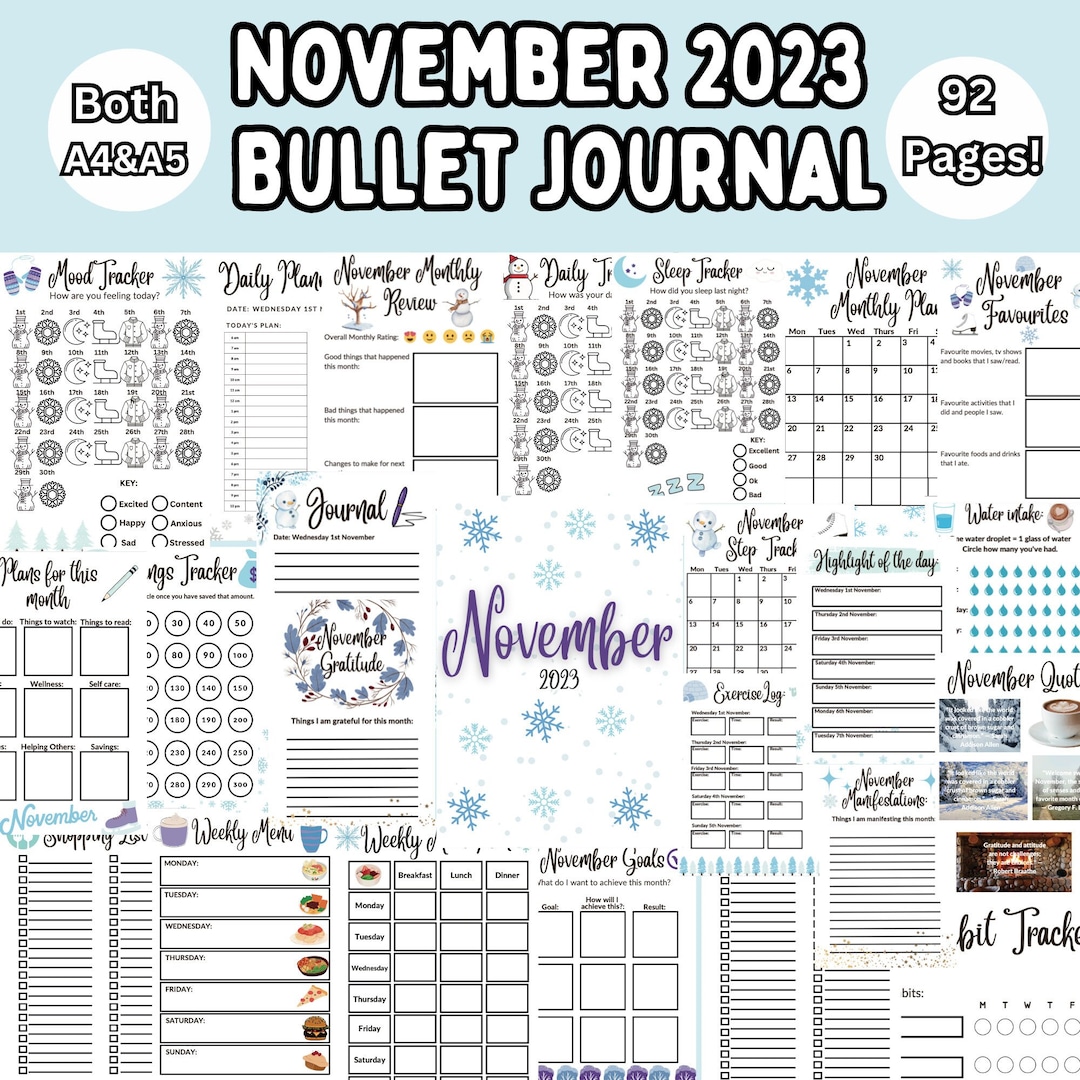 2023 November Bullet Journal Printable Digital Printable PDF - Etsy ...