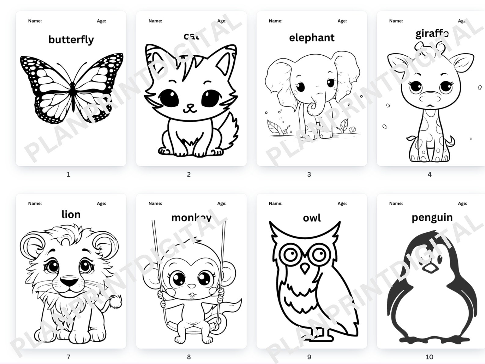 Animals Coloring in Pages for Kids | Preschool Worksheet | Printable ...