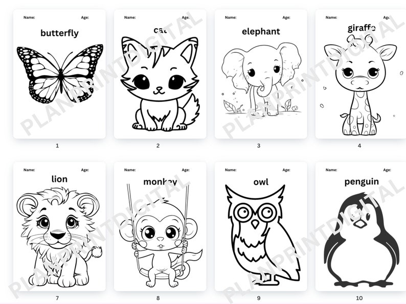 Animals Coloring in Pages for Kids | Preschool Worksheet | Printable ...