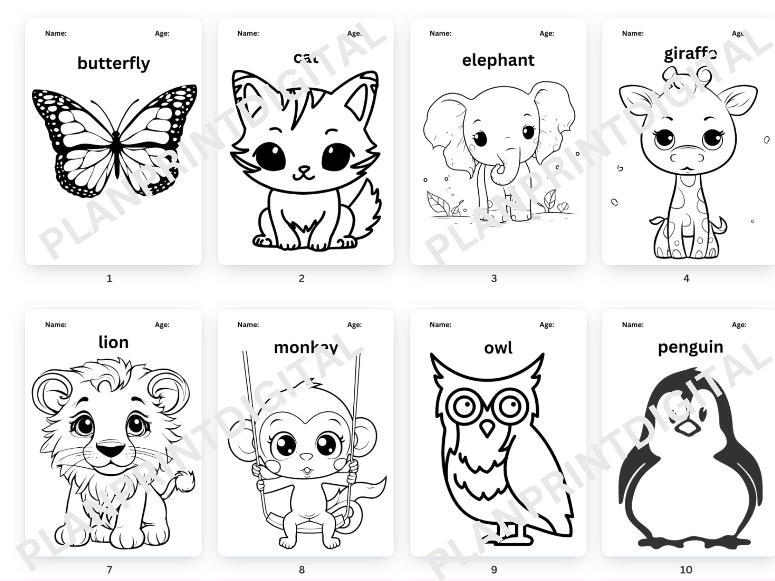 Animals Coloring in Pages for Kids | Preschool Worksheet | Printable ...