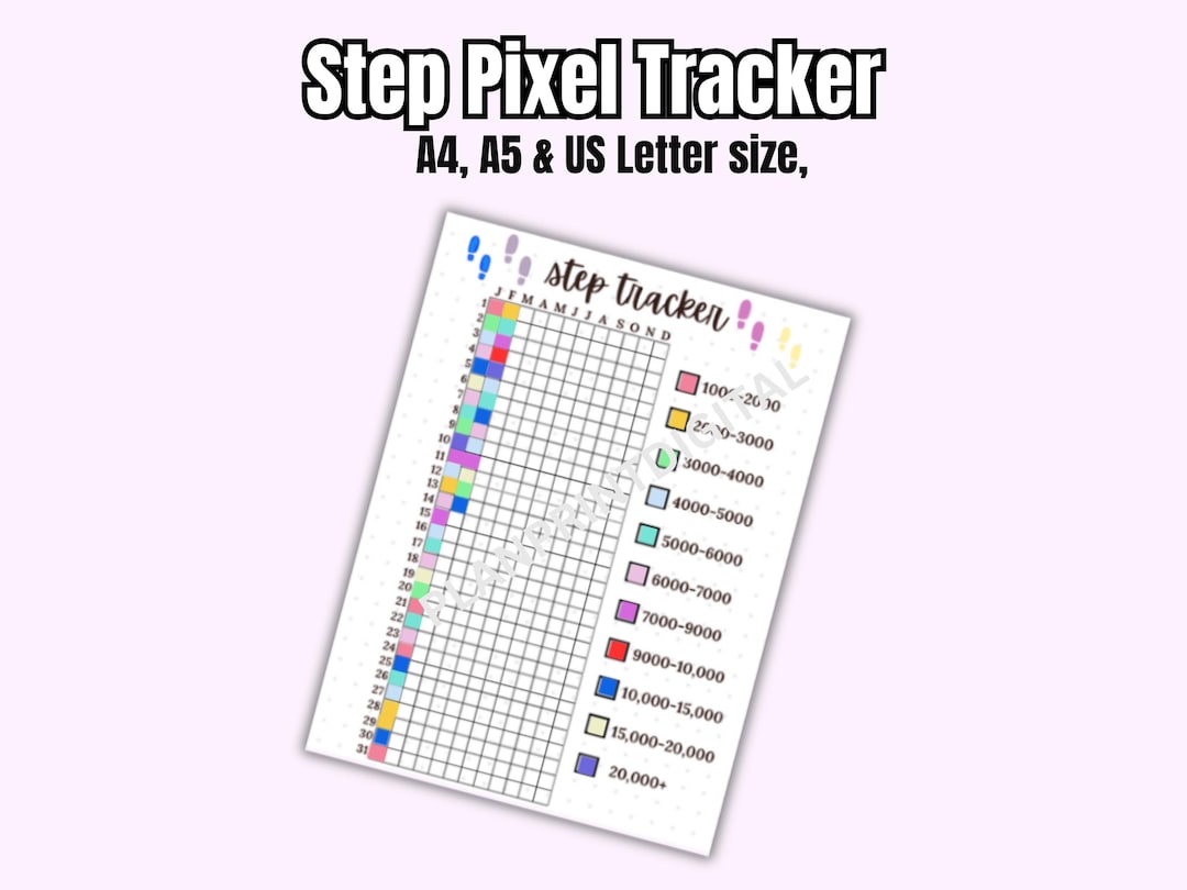Step Pixel Tracker | Printable Tracker Page | Yearly Pixel Tracker | Monthly Pixel Tracker ...
