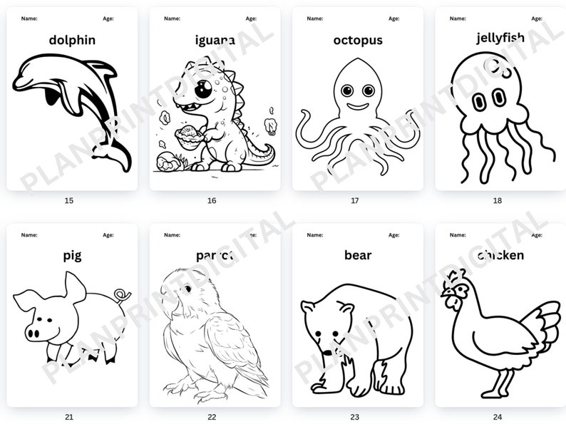 Animals Coloring in Pages for Kids | Preschool Worksheet | Printable ...