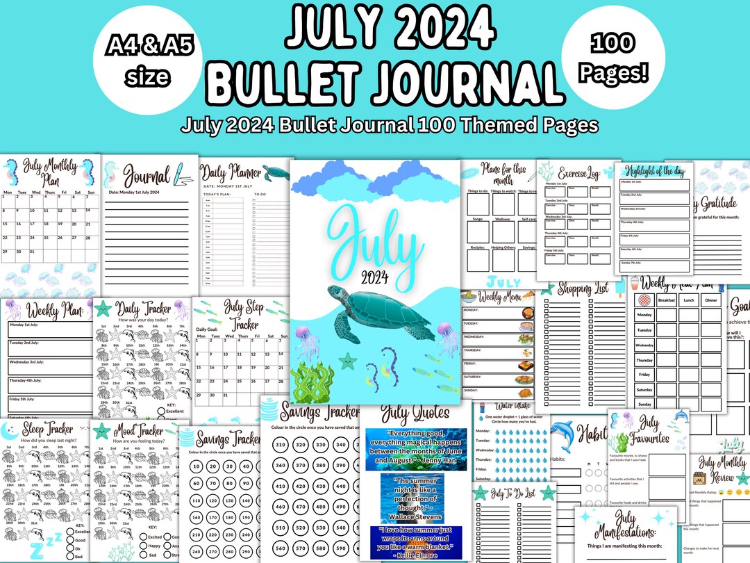 2024 Advanced July Bullet Journal Printable Digital Printable PDF ...