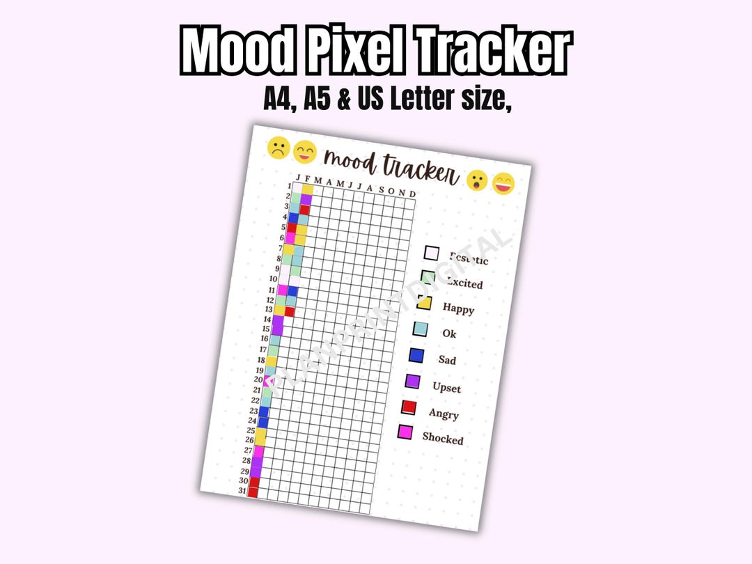 Mood Pixel Tracker | Printable Tracker Page | Yearly Pixel Tracker ...