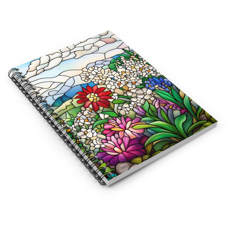 Wildflower Notebook, Faux Stained Glass Notebook, Stained Glass ...