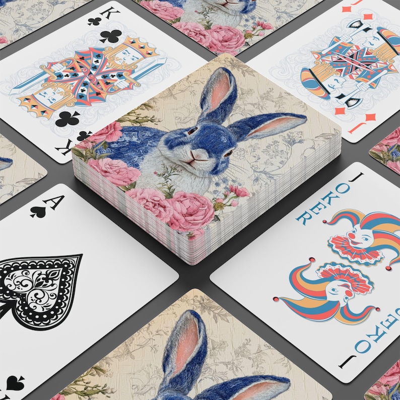 Easter Bunny Playing Cards, Floral Rabbit Card Deck - Etsy