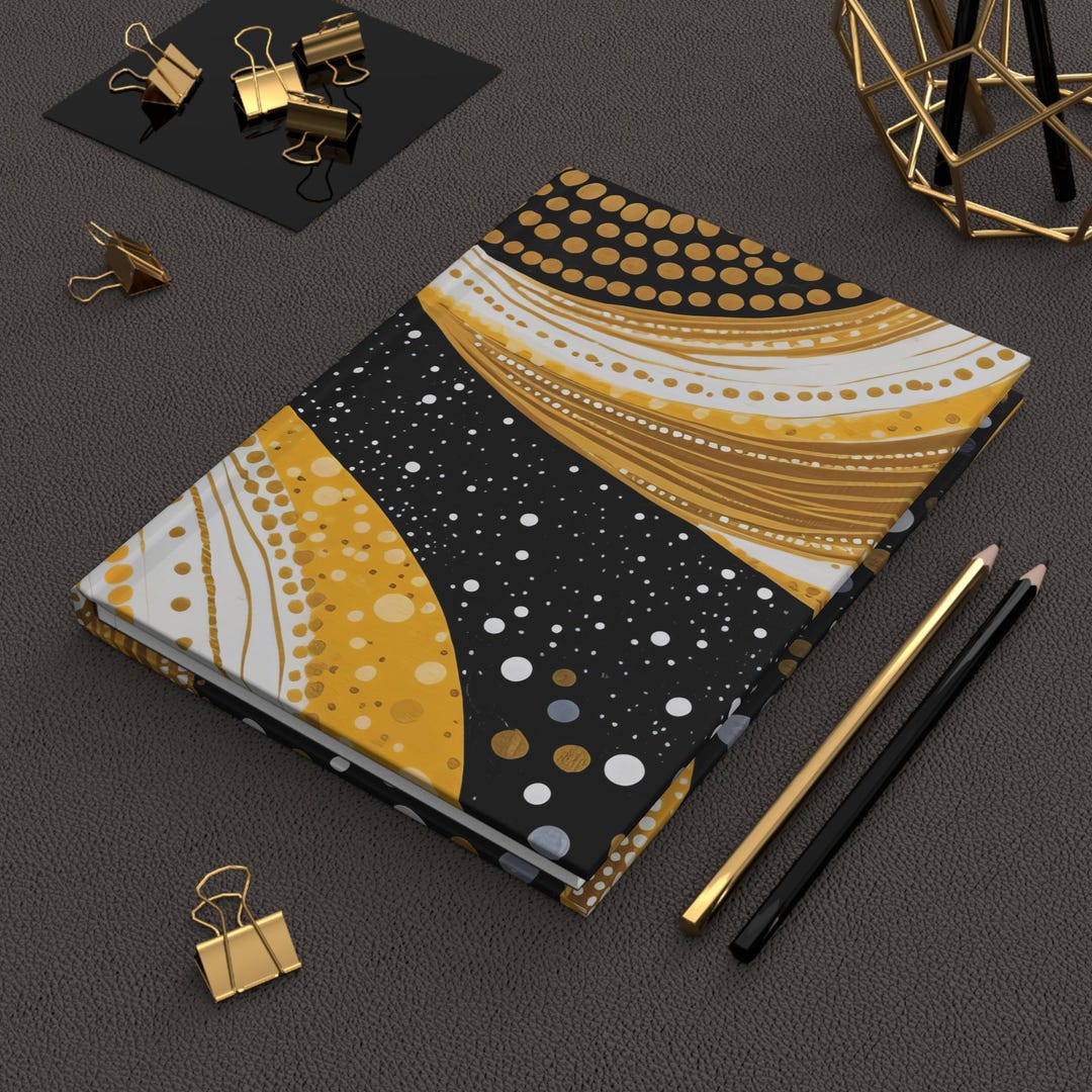 Gold Dot Journal, Faux Paint Dot Journal, Hardcover Journal, Lined ...