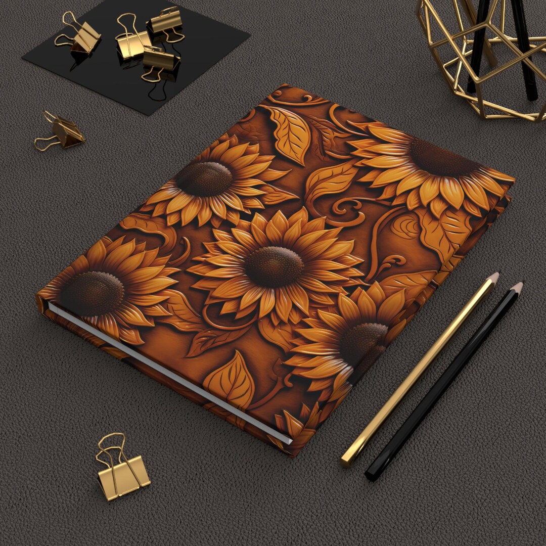Sunflower Journal, Faux 3D Leather Tooled Notebook, Western Theme Diary ...