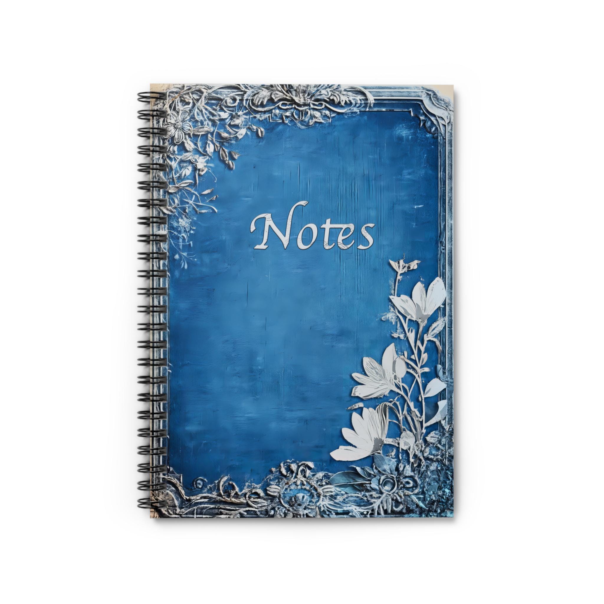 Vintage Floral Spiral Notebook – Deep Ocean Blue, Ruled Pages - Etsy