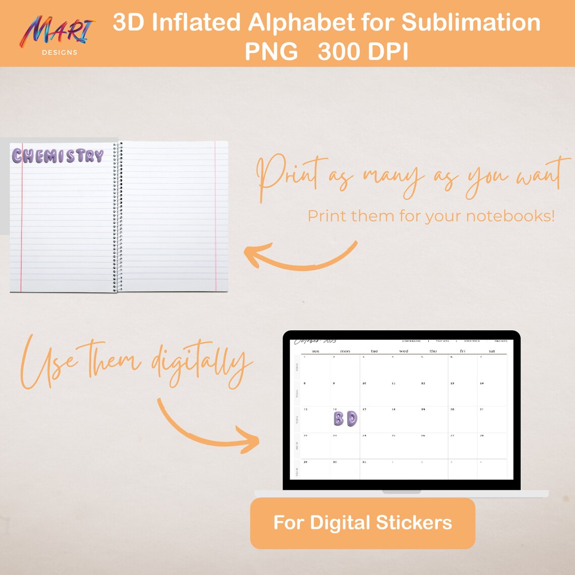 3D Puff Letters Alphabet Sublimation Png Letters Sublimation Doodle ...