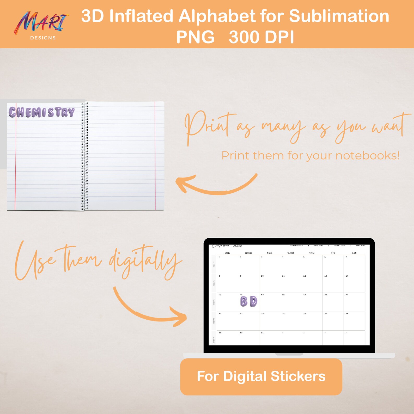 3D Puff Letters Alphabet Sublimation Png Letters Sublimation Doodle ...