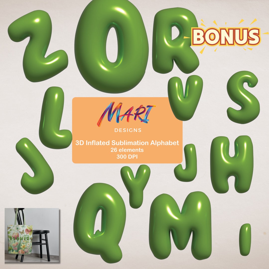 Letras 3D Puffy Alfabeto Sublimación Letras Png Sublimación Letras ...