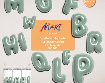 3D Inflated Puff Alphabet Sublimation PNG Letters Sublimation Doodle ...