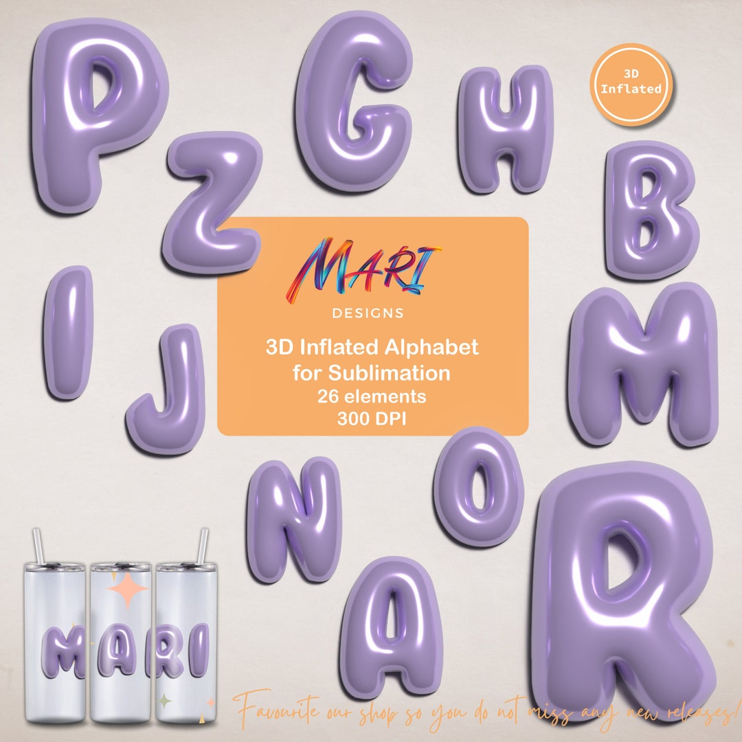 3D Puff Letters Alphabet Sublimation Png Letters Sublimation Doodle ...