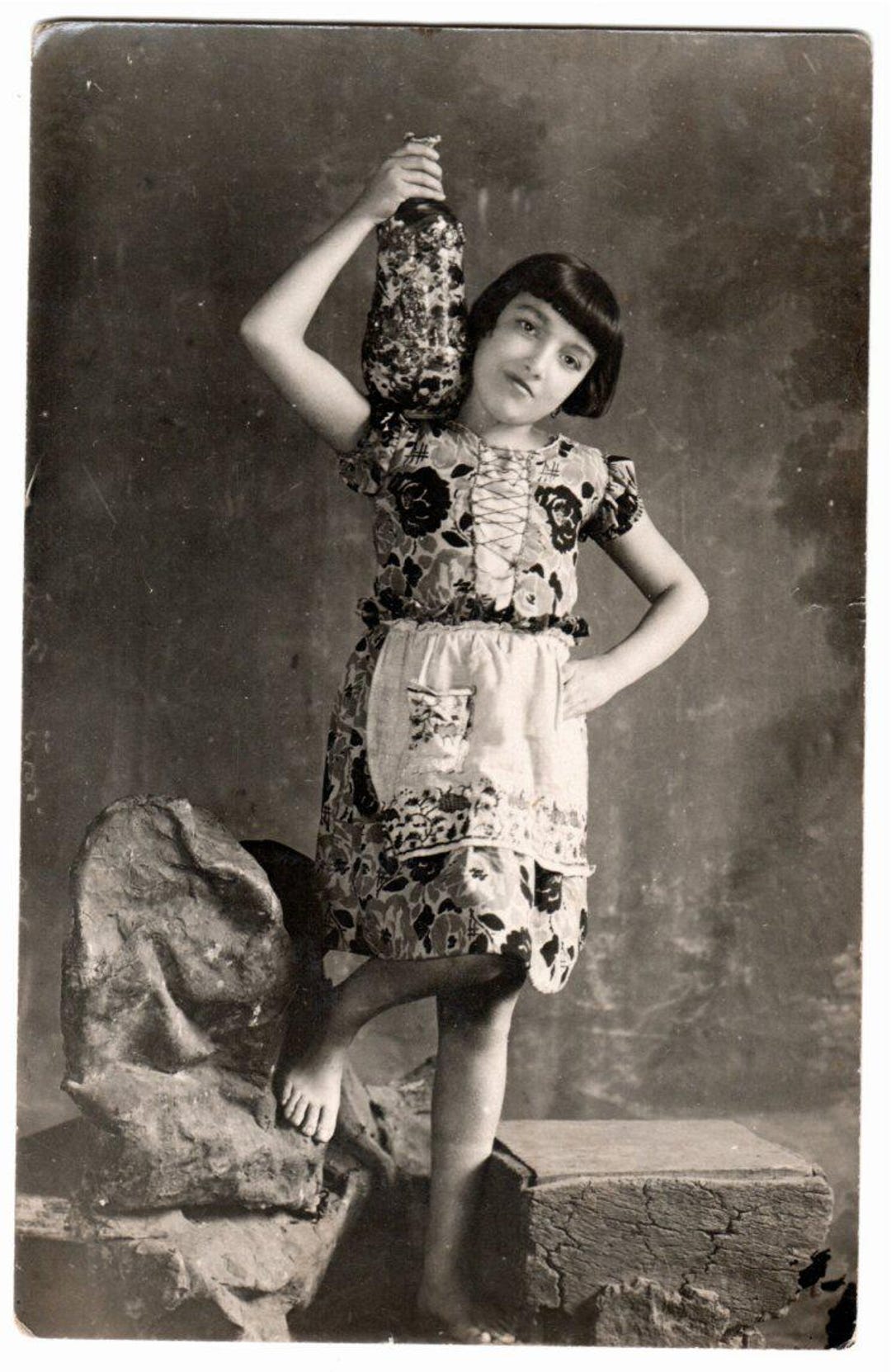 Vintage Child Portrait With Prop, 1930s Studio Photo - Etsy