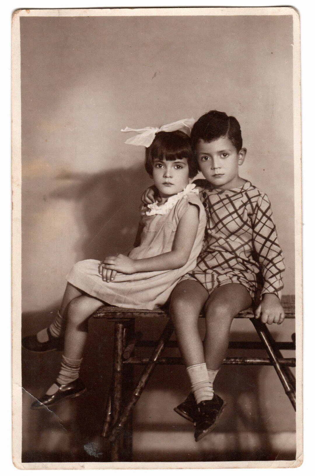 1930s Children Studio Portrait Photo Postcard, Vintage Boy and Girl ...
