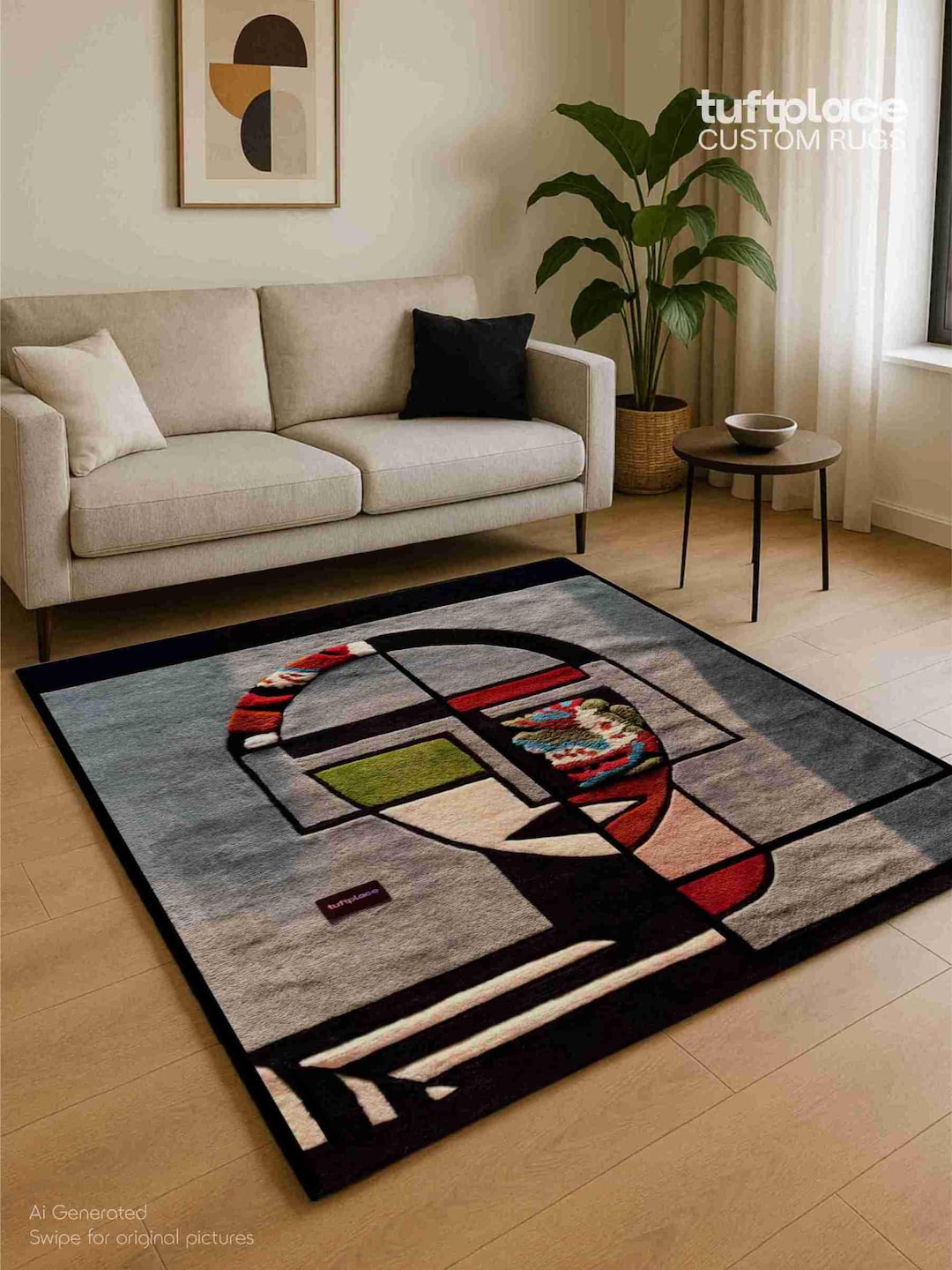 Echoes of Her Hand Tufted Custom Rug | Abstract Face Area Rug | Modern ...
