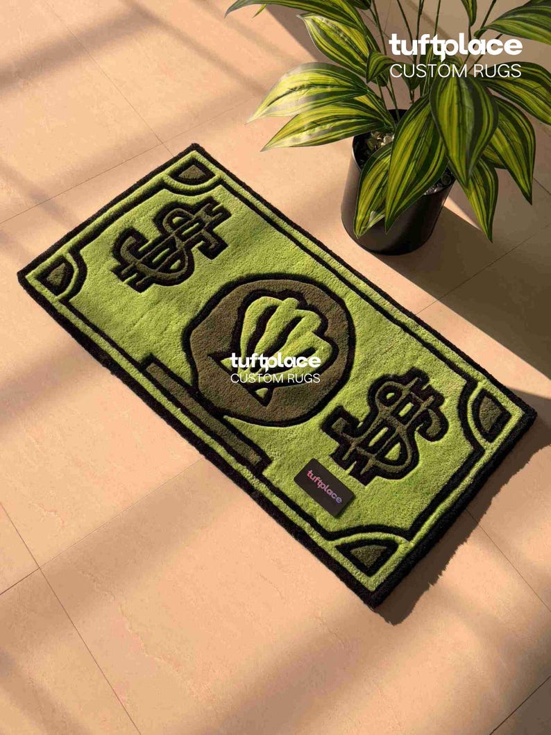 Krabby Dollar Hand Tufted Custom Rug, Funny Money Carpet, Aesthetic ...