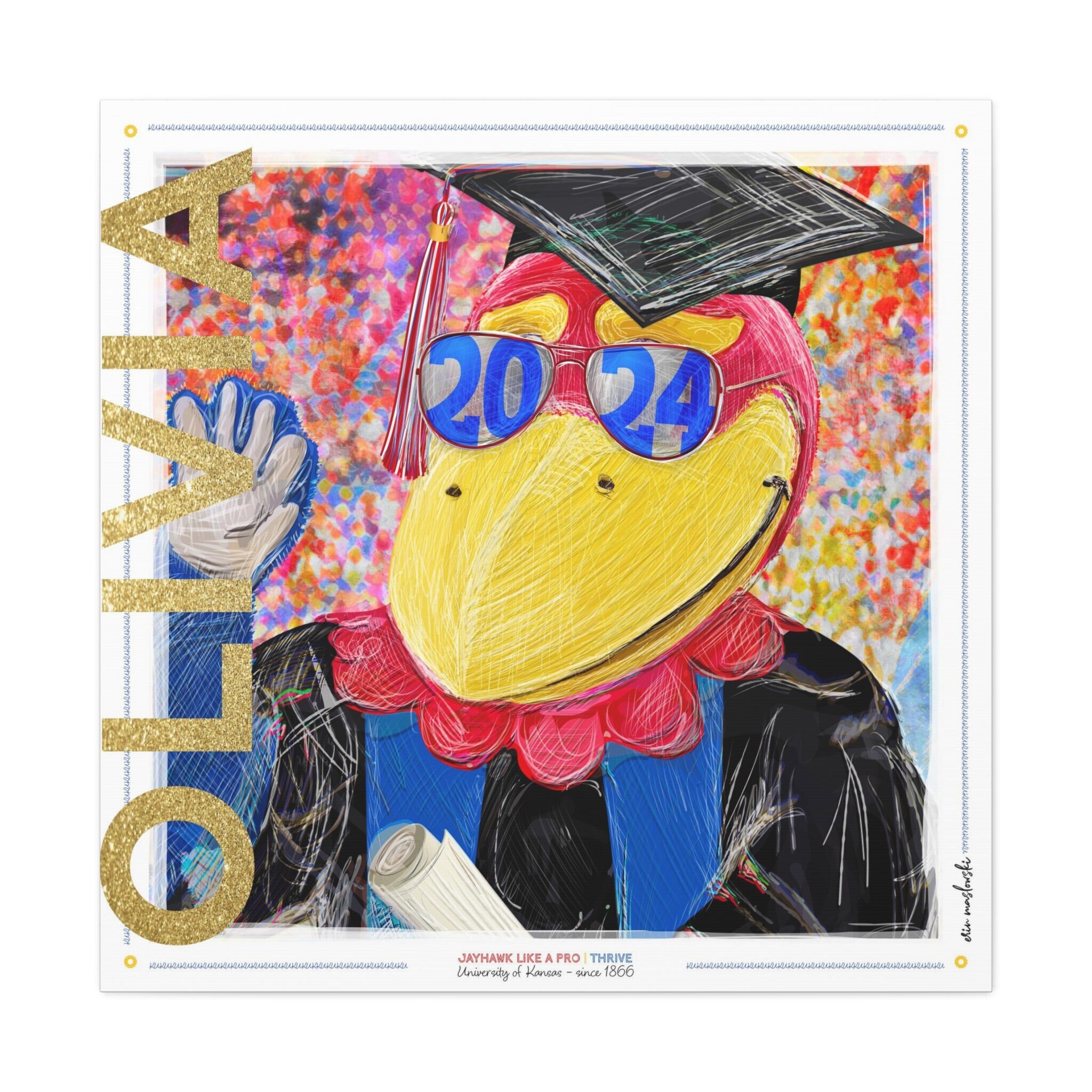 Personalized Custom Kansas Graduation Canvas Print | Personalised KU ...