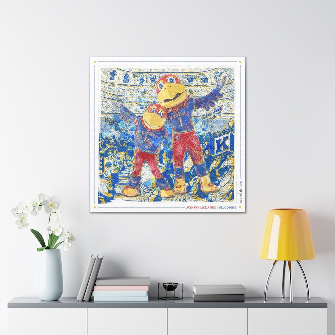 KU Jayhawks Welcoming Art: University of Kansas Big Jay and Baby Jay ...