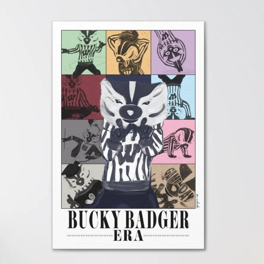 UW Bucky Badger Era Canvas Print: University of Wisconsin Mascot - Etsy