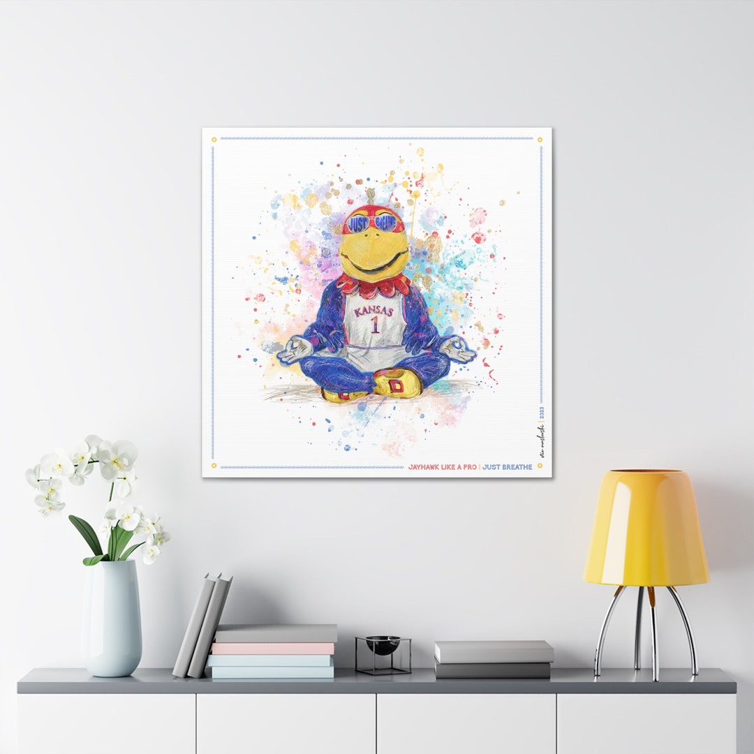 KU Jayhawk Just Breathe Art: University of Kansas Splatter Paint Canvas ...
