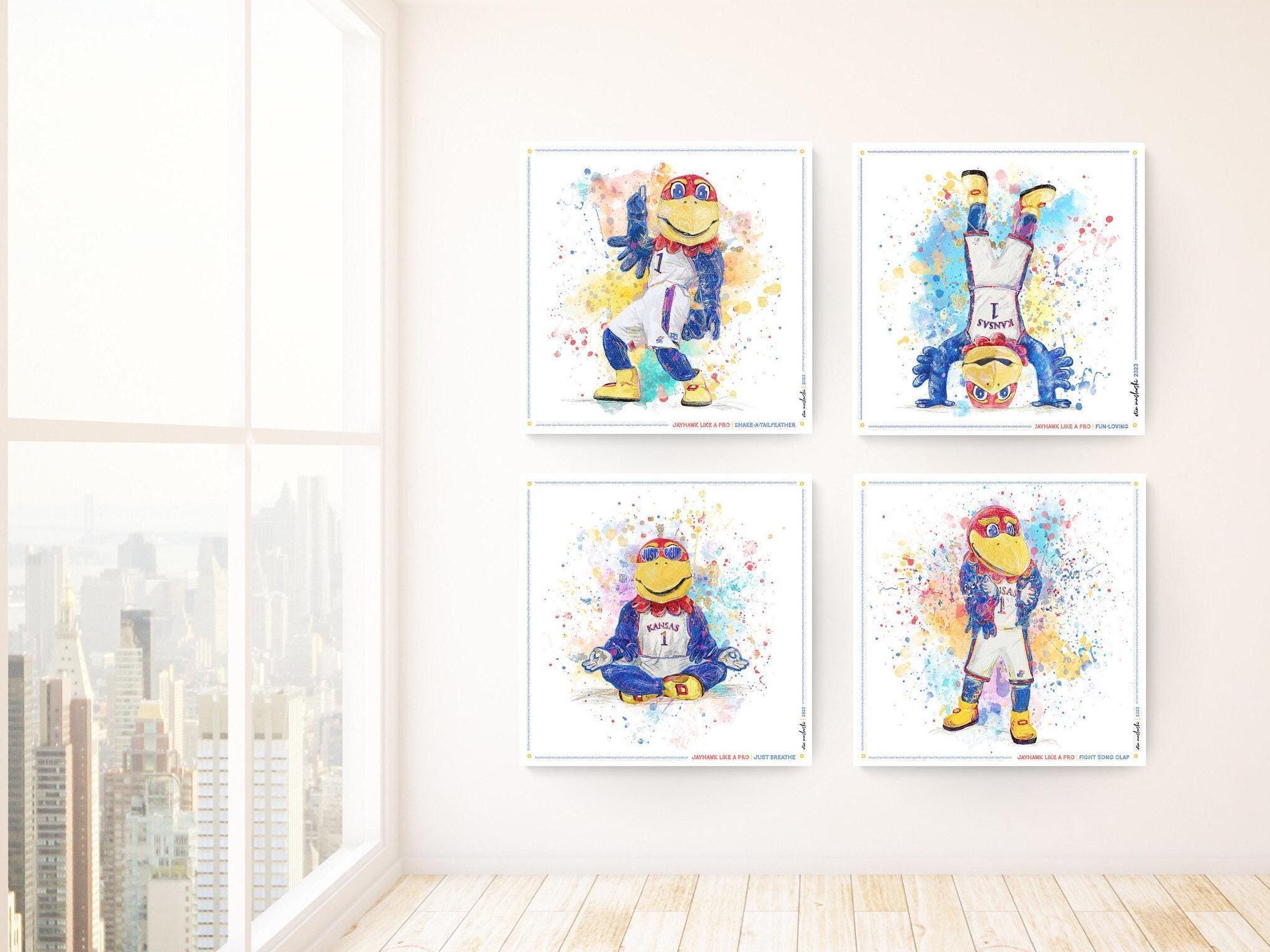 KU Jayhawk Fun-loving Art - University of Kansas Splatter Paint Canvas ...