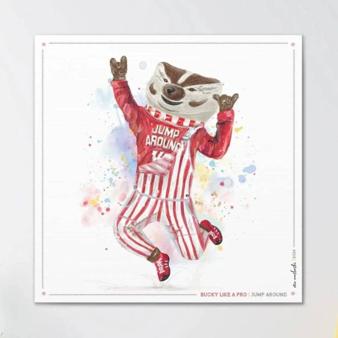 UW Bucky Badger "jump Around" Art: Wisconsin Madison Canvas Print - Etsy